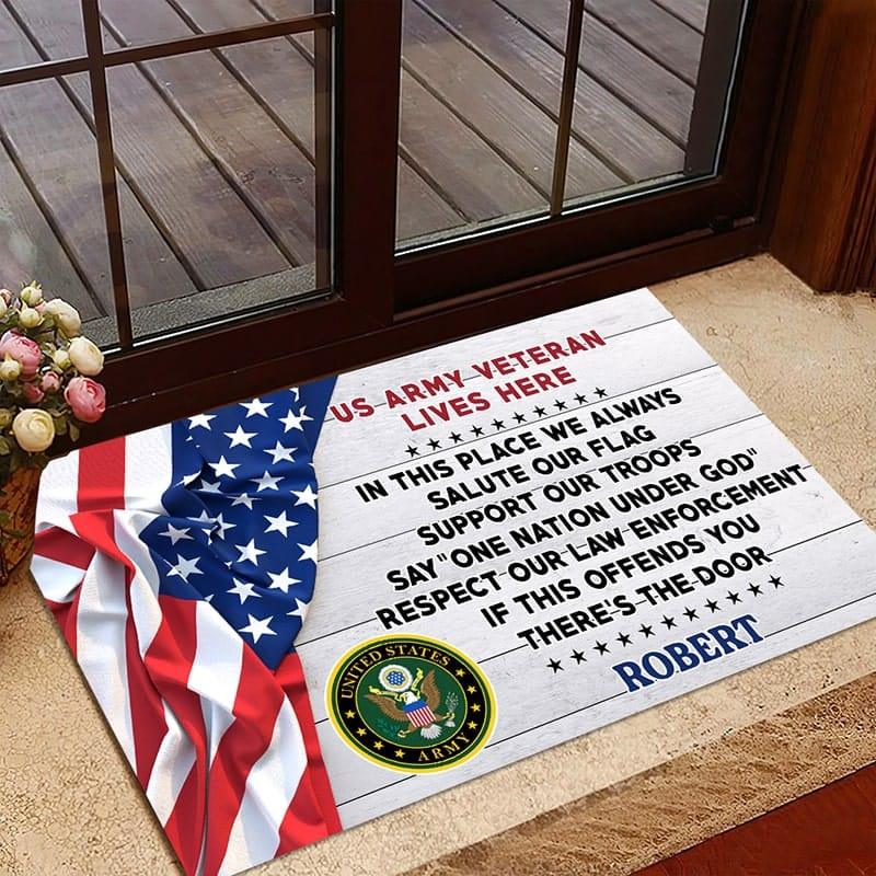 Veteran door mat with your name - Support our troops Army – Galaxate