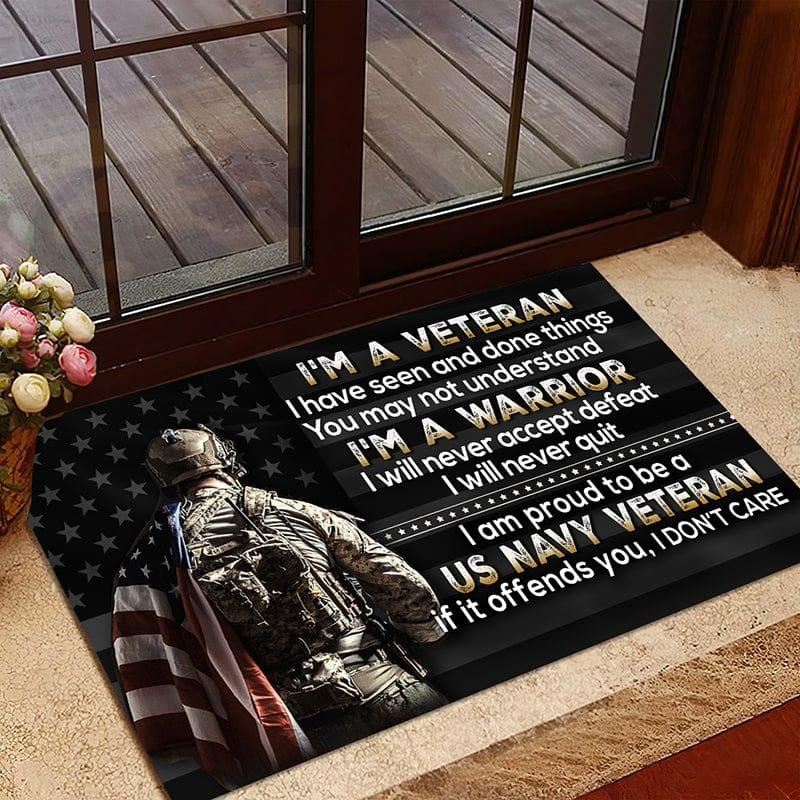 Veteran door mat with your name - I am a warrior Navy – Galaxate