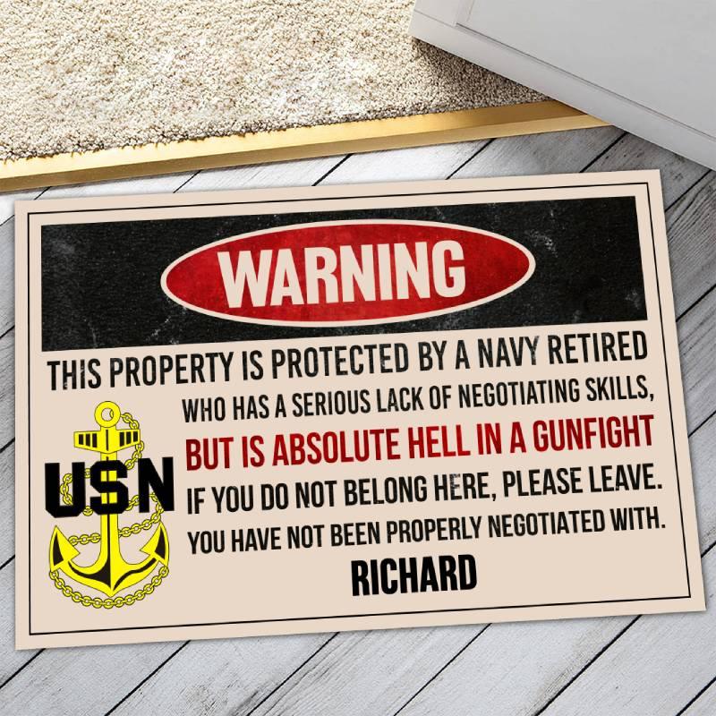 Personalized door mat with your name - Proud veteran lives here Navy ...