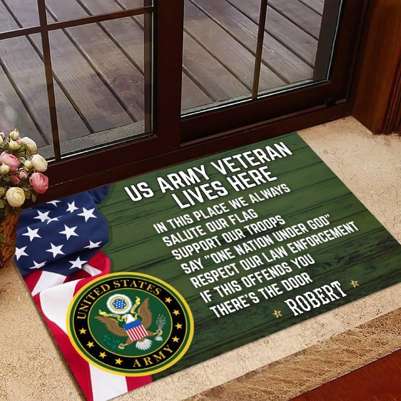Veteran door mat with your name - Salute our flag Army – Galaxate
