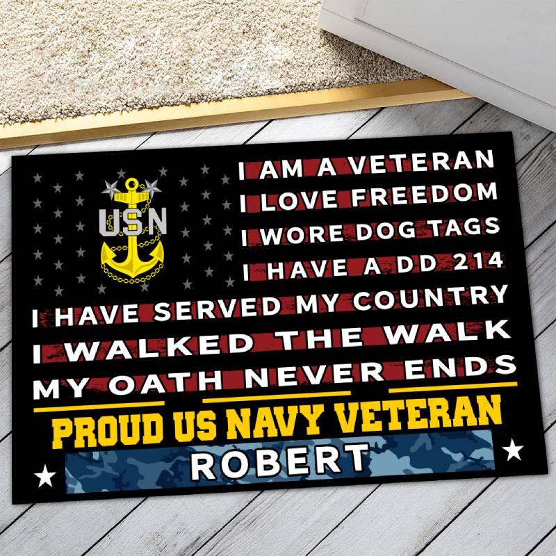 Veteran door mat with your name - Pride Navy – Galaxate