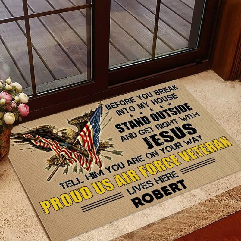 Veteran door mat with your name - Guard eagle Air Force – Galaxate