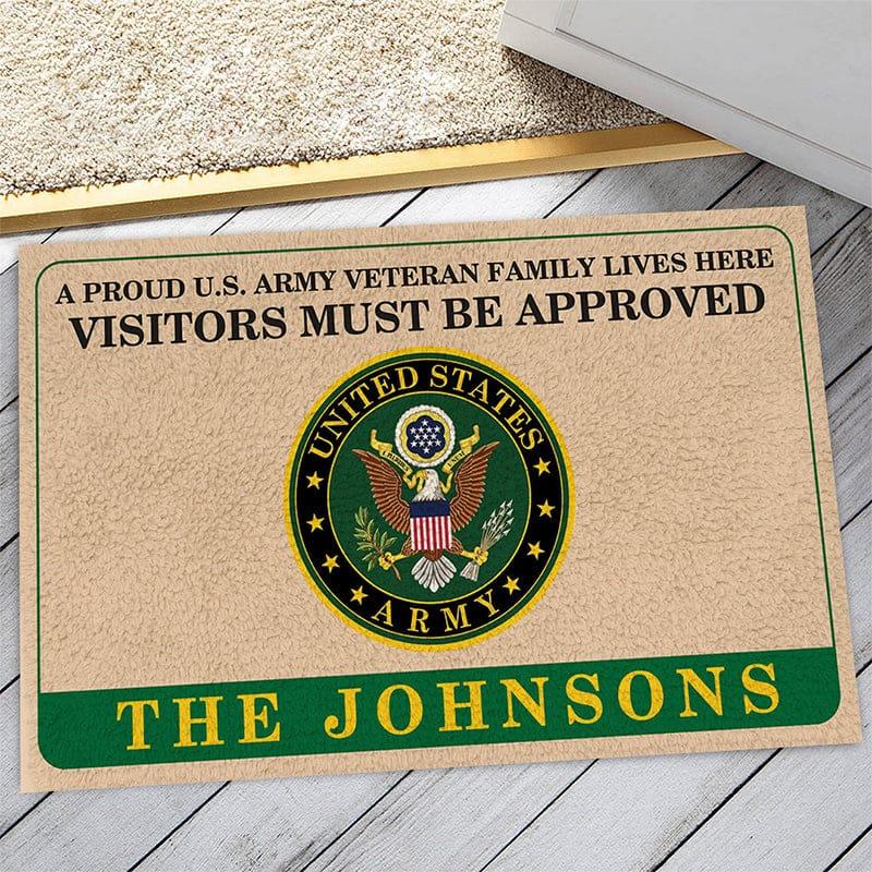 Veteran door mat with your name - Veteran family lives here Army – Galaxate