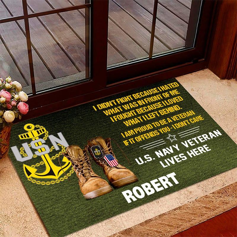 Personalized door mat with your name - Military boots Navy – Galaxate