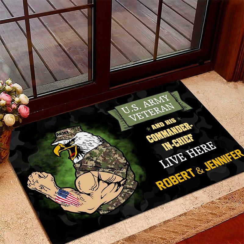 Personalized door mat with your name - Eagle in uniform Army – Galaxate