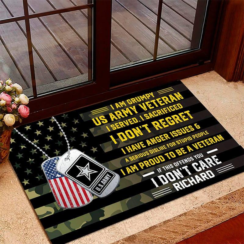 Personalized door mat with your name - Grumpy veteran Army – Galaxate