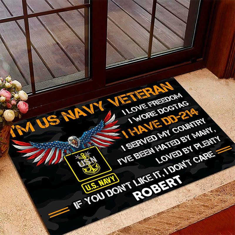 Veteran door mat with your name - USA Eagle Navy – Galaxate