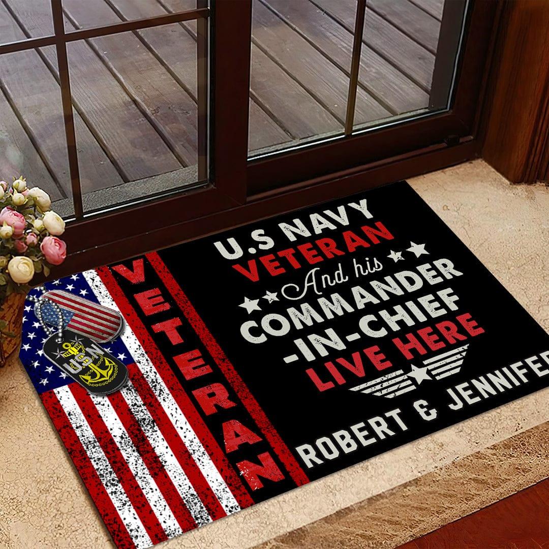 Personalized door mat with your name - Patriotic veteran Navy – Galaxate