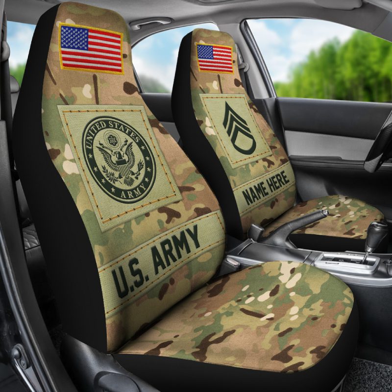 Personalized Car Seat Covers for a Veteran with Military Insignia (2pc ...