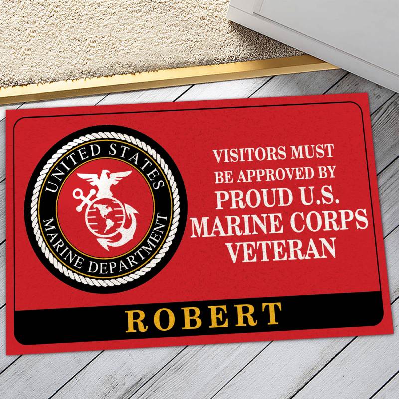 Veteran door mat with your name - Bright symbol Marine Corps – Galaxate