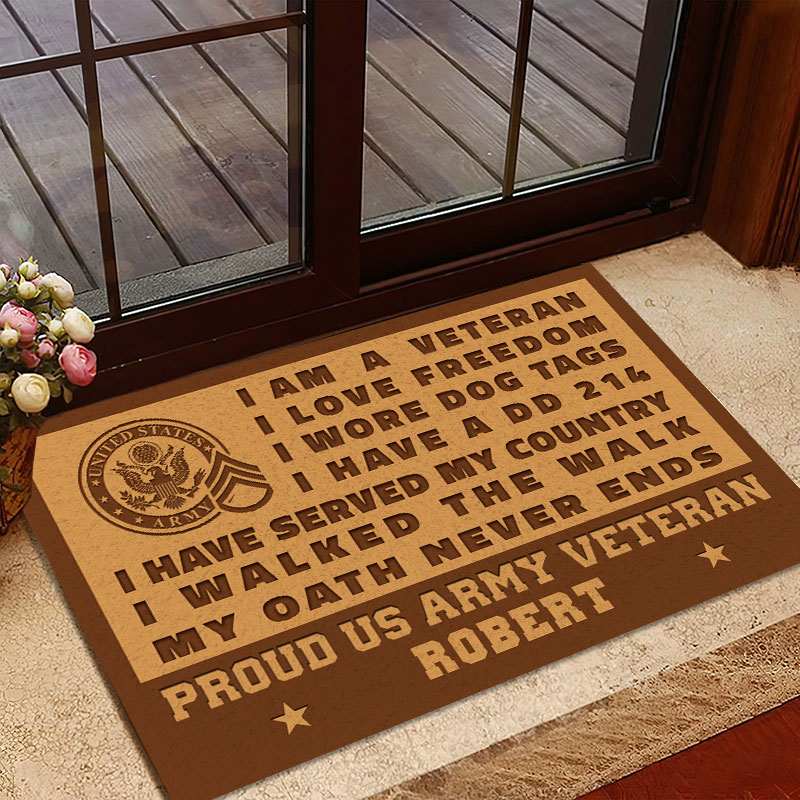 Personalized Door Mat for a Veteran With Insignia - Pride – Galaxate