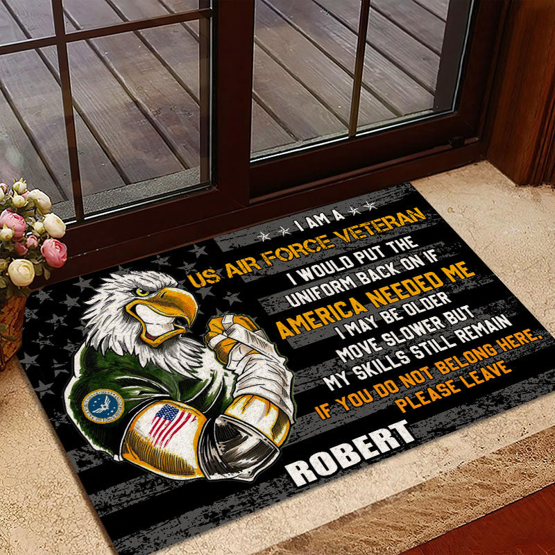 Veteran door mat with your name - Powerful eagle Air Force – Galaxate