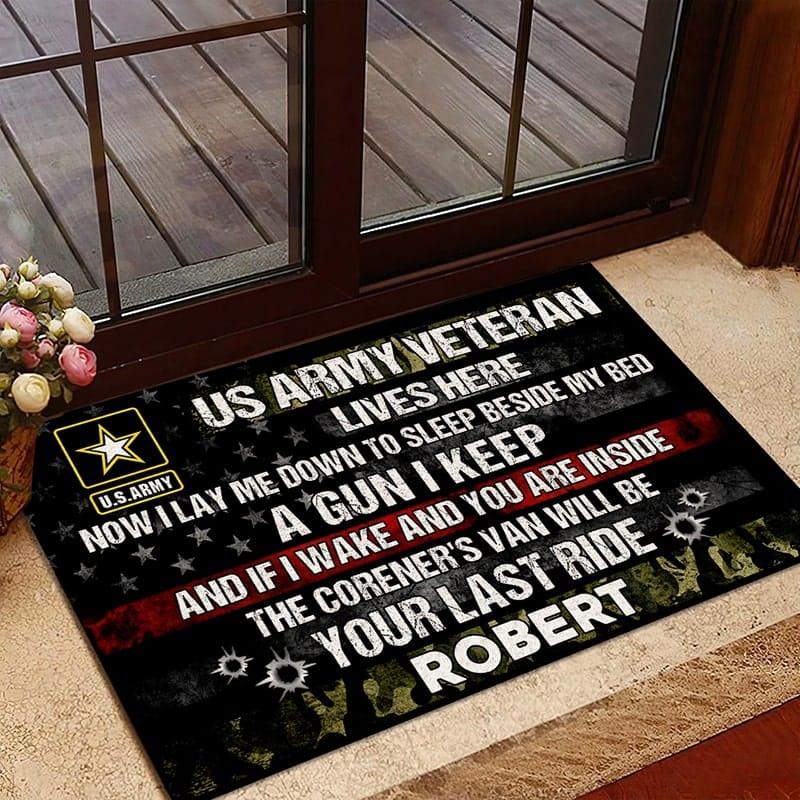 Veteran door mat with your name - Watch out for me Army – Galaxate