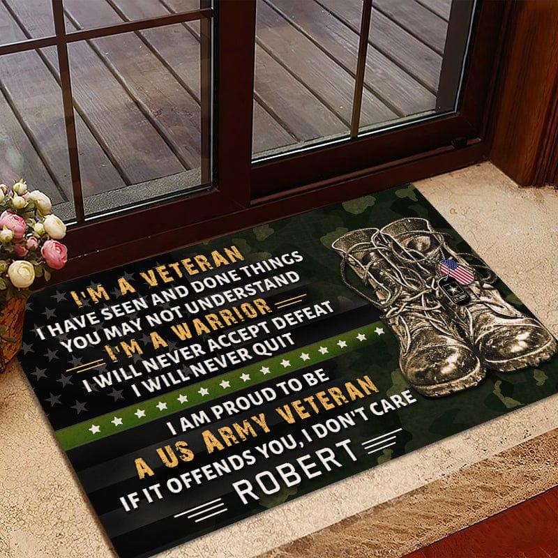 Veteran door mat with your name - I am proud Army – Galaxate
