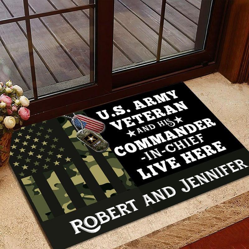 Personalized door mat with your name - Military flag – Galaxate